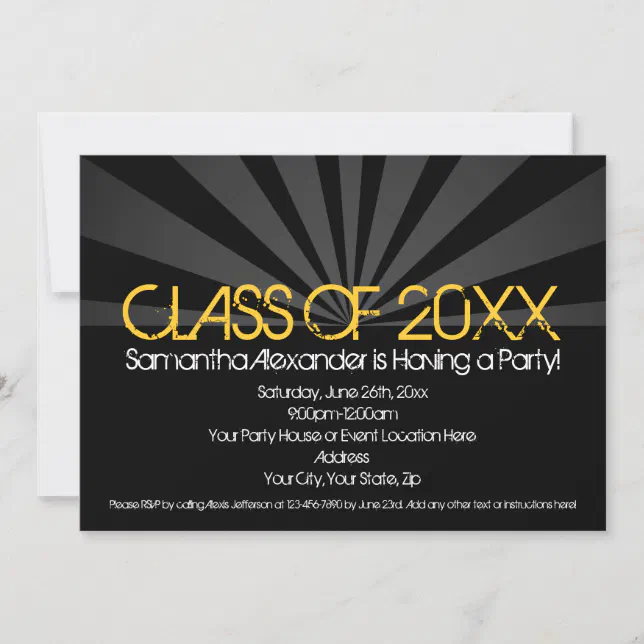 Yellow Spotlight Graduation Party Invitations | Zazzle