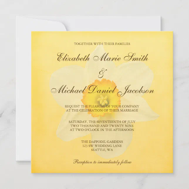 Yellow Spring Daffodil Flower Wedding Invitation | Zazzle