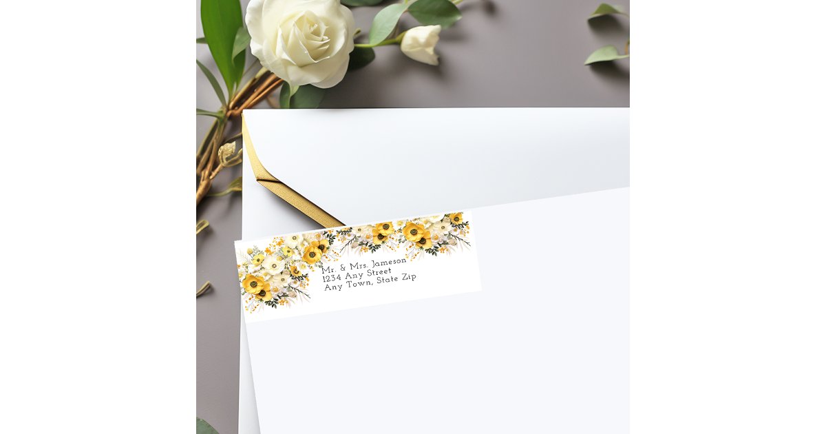 Yellow Spring Flowers Summer Elegant Return Label | Zazzle