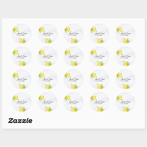 Yellow Spring Flowers Wedding Invitation Stickers | Zazzle