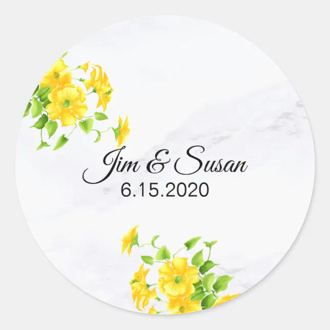 Yellow Spring Flowers Wedding Invitation Stickers | Zazzle
