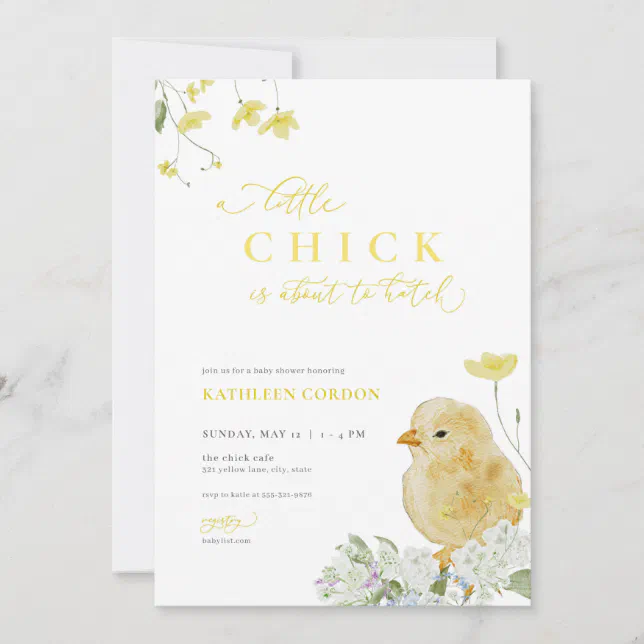 Yellow Spring Little Chick Baby Shower Invitation | Zazzle