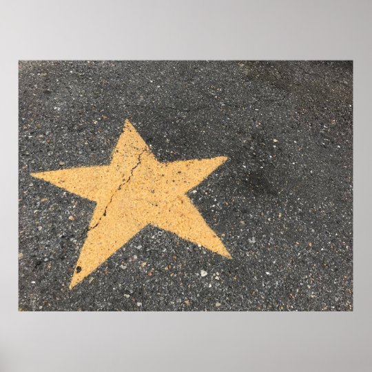 Yellow star-printed pavement poster | Zazzle.com