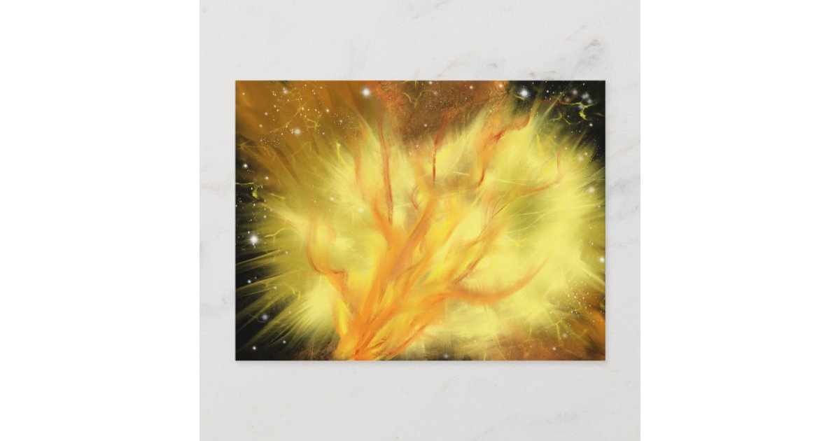 Yellow Starburst & Orange Flames Painting HC Art Postcard | Zazzle