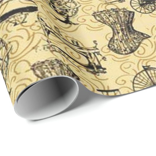 Yellow Steampunk Pattern Wrapping Paper | Zazzle