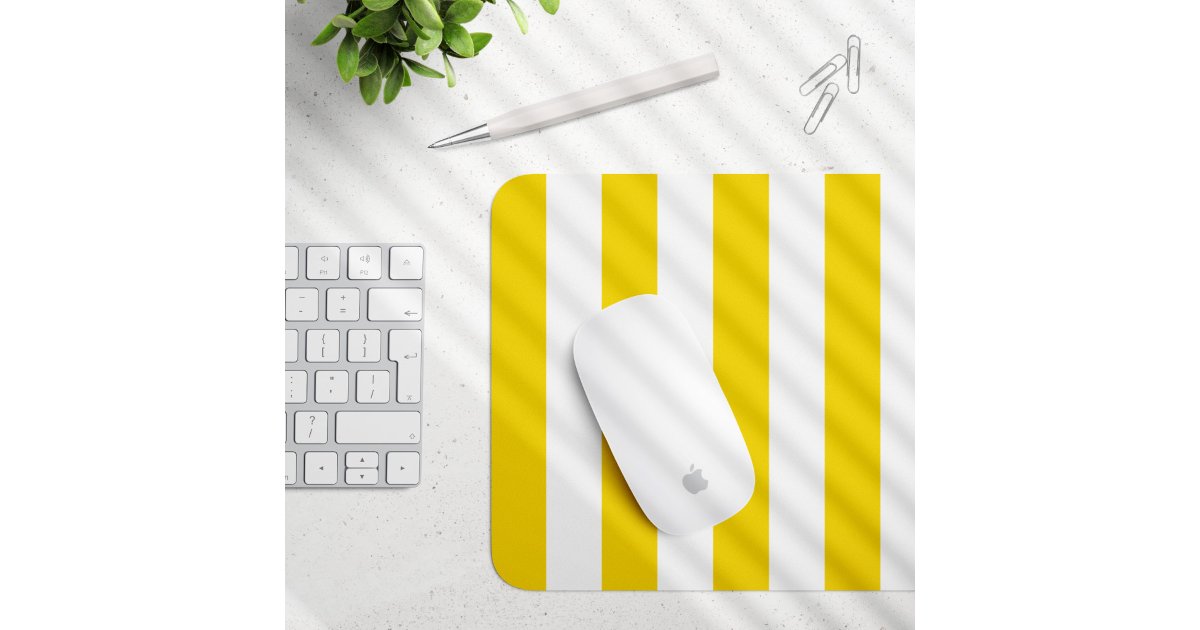 Yellow Stripes, White Stripes, Striped Pattern Mouse Pad | Zazzle