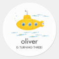 Yellow Submarine Kids Birthday Envelope Sticker | Zazzle