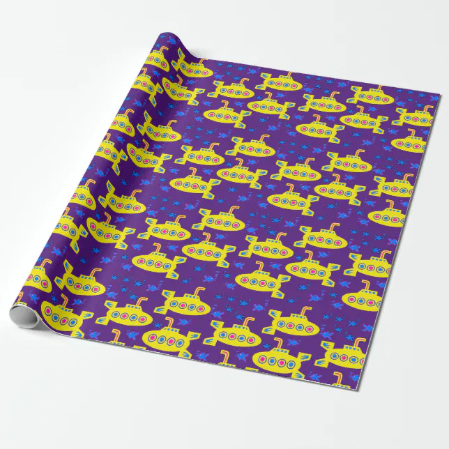 Yellow Submarines Personalize Background Colour Wrapping Paper | Zazzle