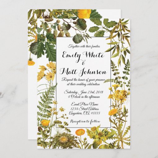 Yellow Summer Floral Wedding Invitation | Zazzle