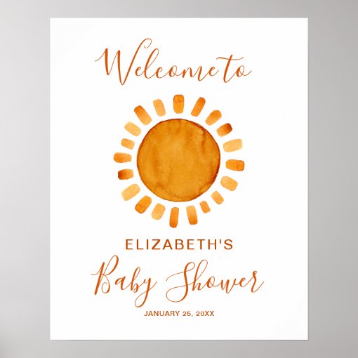 Yellow Sun Baby Shower Welcome Poster | Zazzle