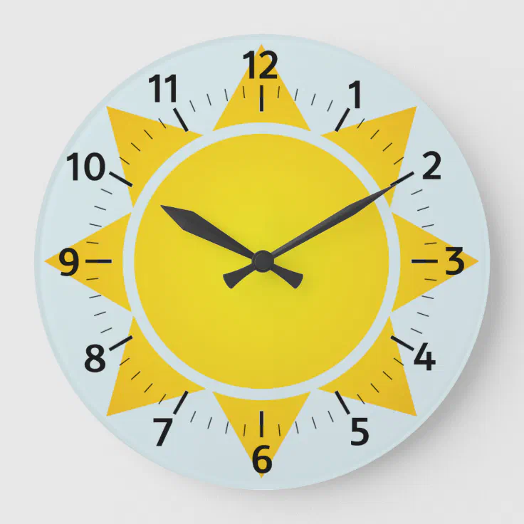 Yellow Sun Large Clock | Zazzle
