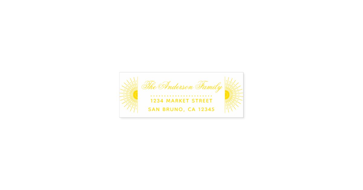 Yellow Sun Rays | Custom Return Address Self-inking Stamp | Zazzle
