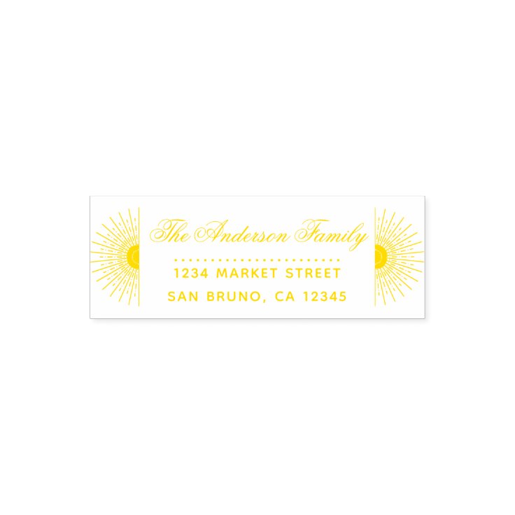 Yellow Sun Rays | Custom Return Address Self-inking Stamp | Zazzle