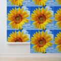 Yellow Sunflower and Bees Wallpaper | Zazzle