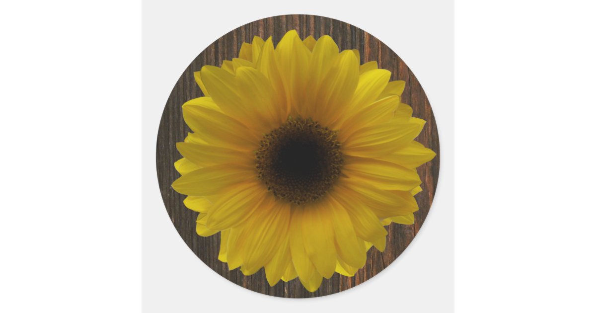 Yellow Sunflower & Barnwood Envelope Seal Sticker | Zazzle