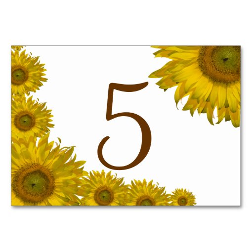 Yellow Sunflower Edge Table Numbers | Zazzle