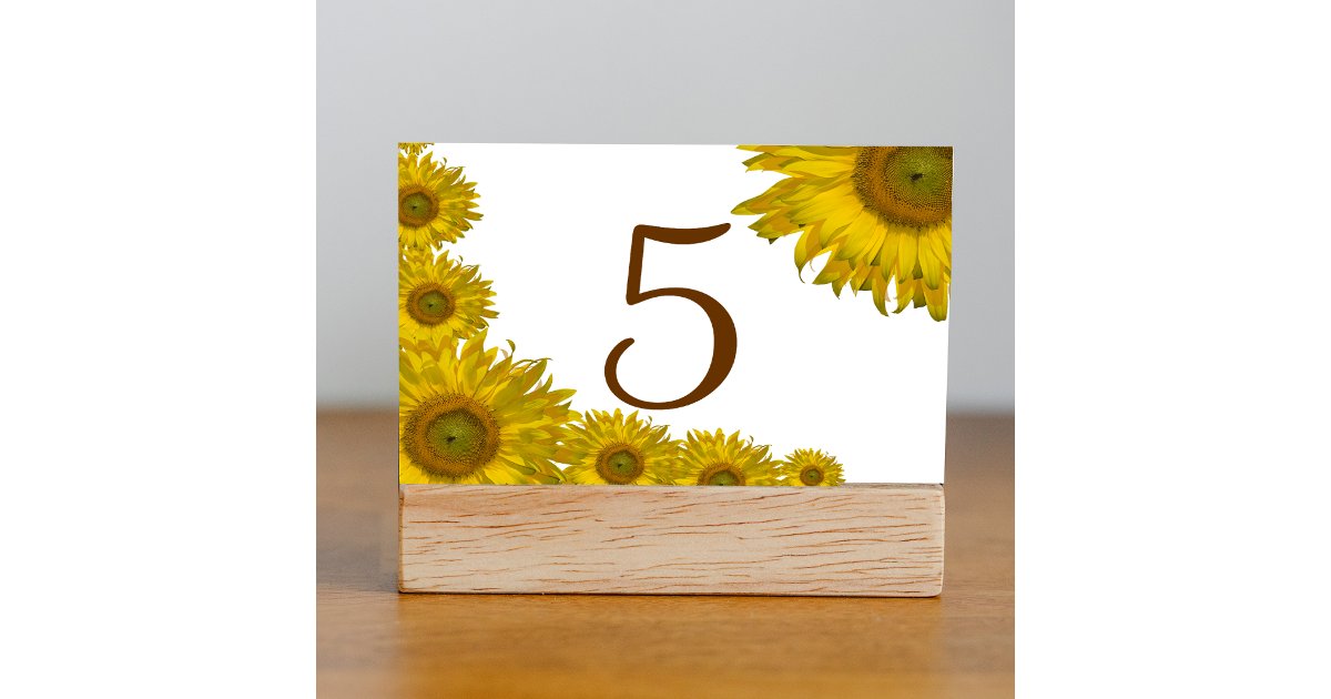 Yellow Sunflower Edge Table Numbers | Zazzle