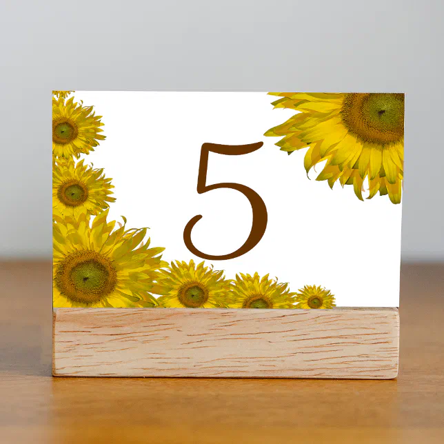 Yellow Sunflower Edge Table Numbers | Zazzle