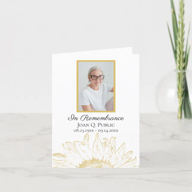 Yellow Sunflower Graphic Funeral Memorial Sympathy Thank You Card | Zazzle