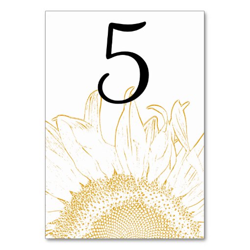 Yellow Sunflower Graphic Table Numbers | Zazzle