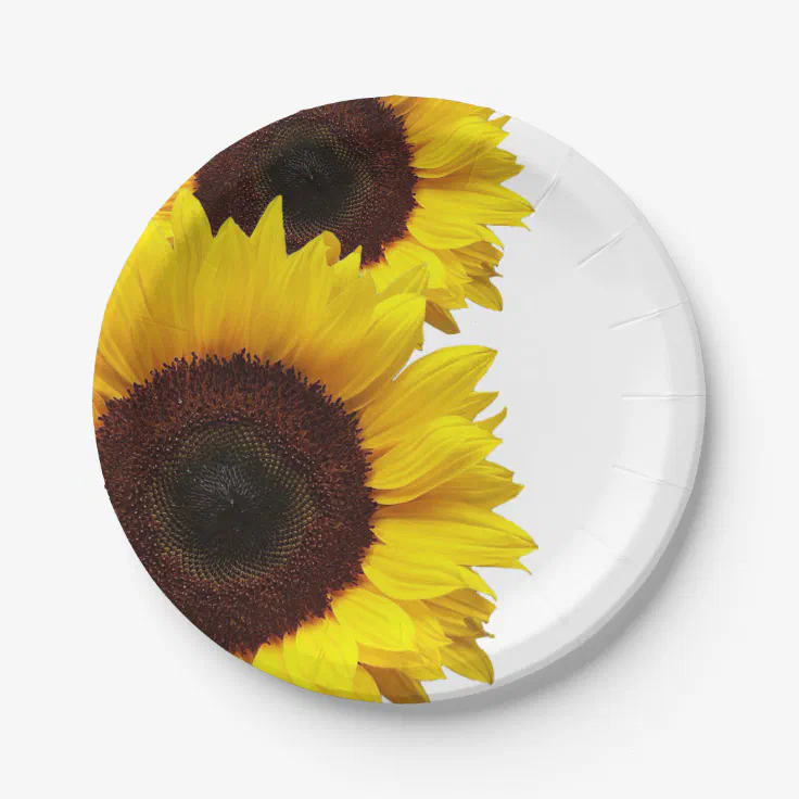 Yellow Sunflower Paper Picnic Party Birthday Plate | Zazzle