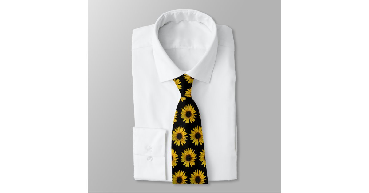 Yellow Sunflower Pattern Neck Tie | Zazzle