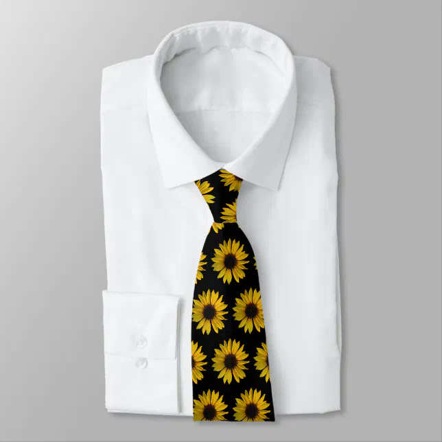 Yellow Sunflower Pattern Neck Tie | Zazzle