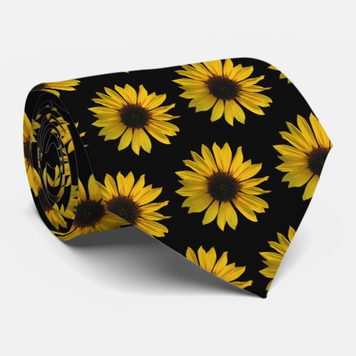 Yellow Sunflower Pattern Neck Tie | Zazzle