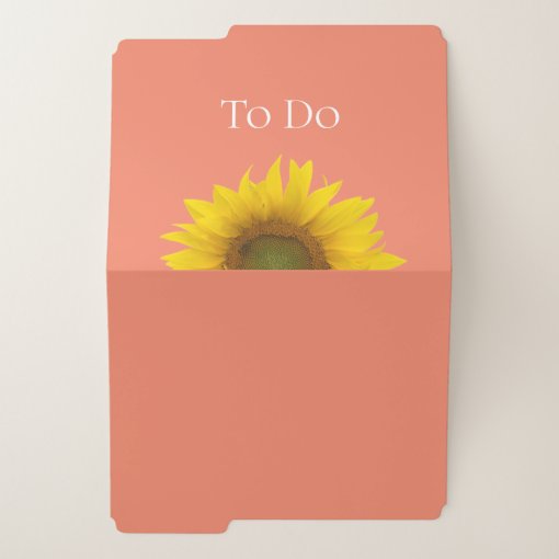 Yellow Sunflower Peach Floral Summer To Do File Folder | Zazzle