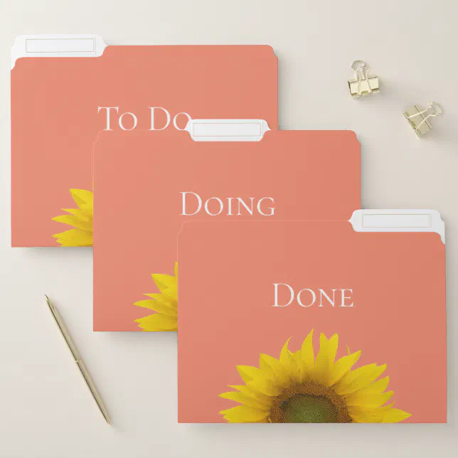 Yellow Sunflower Peach Floral Summer To Do File Folder | Zazzle