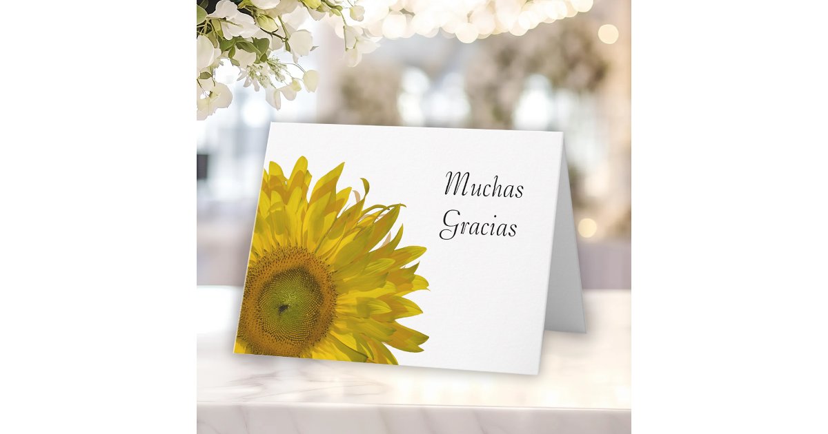 Yellow Sunflower Spanish Thank You Note Gracias | Zazzle