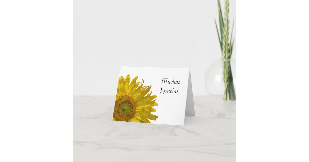 Yellow Sunflower Spanish Thank You Note Gracias | Zazzle