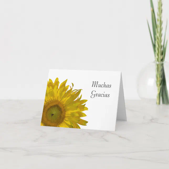 Yellow Sunflower Spanish Thank You Note Gracias | Zazzle