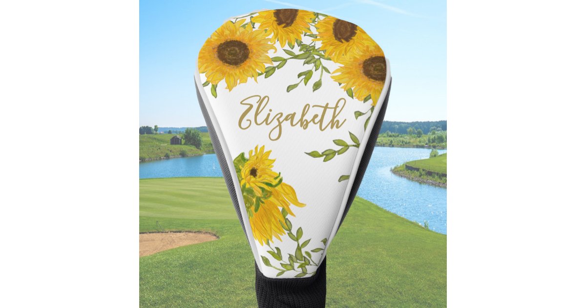Yellow Sunflowers Floral custom name ladies Golf Head Cover | Zazzle