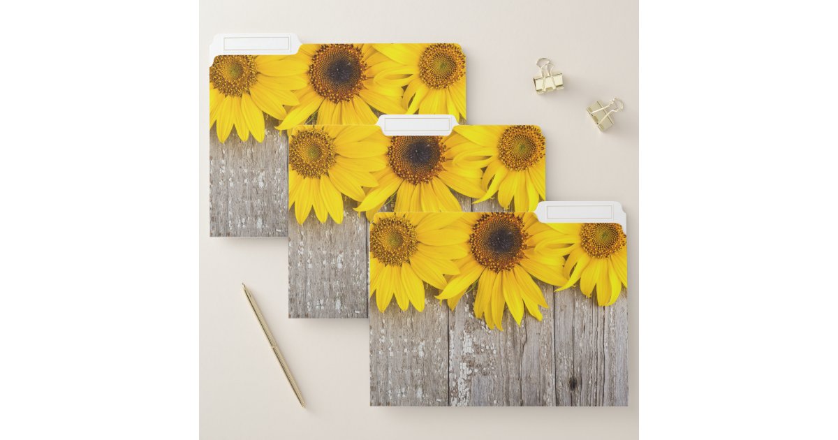 Yellow Sunflowers Top Border File Folder | Zazzle