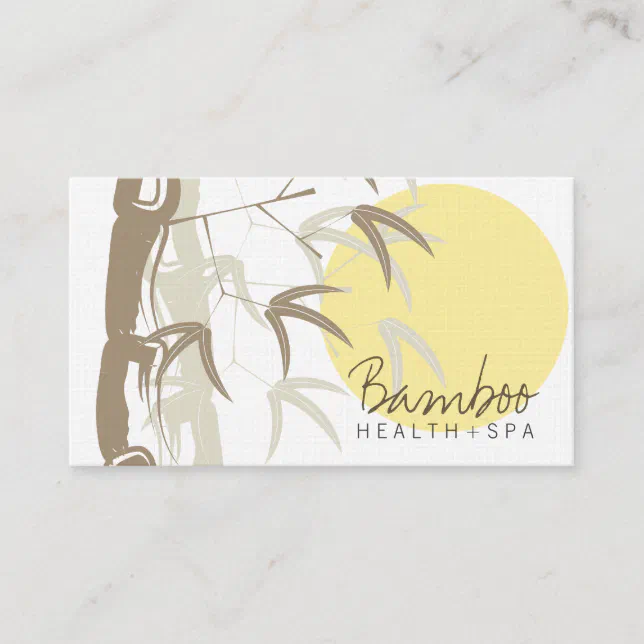 Yellow Sunrise Zen Oriental Bamboo Leaves Asian Business Card | Zazzle