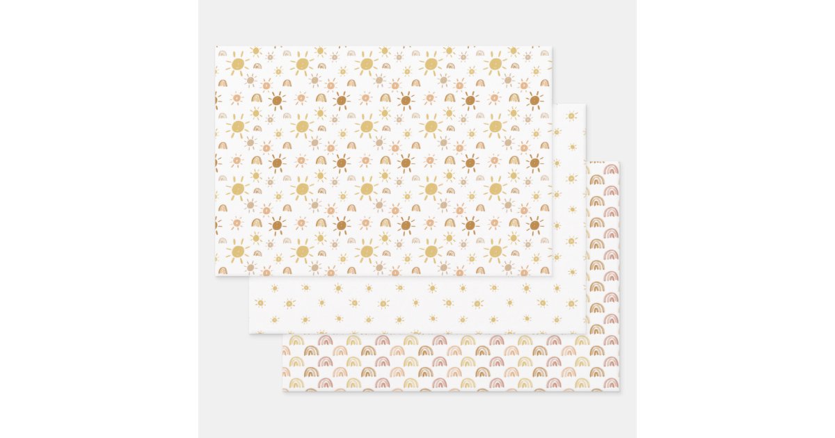 Yellow Sunshine and Rainbow Wrapping Paper Sheets | Zazzle