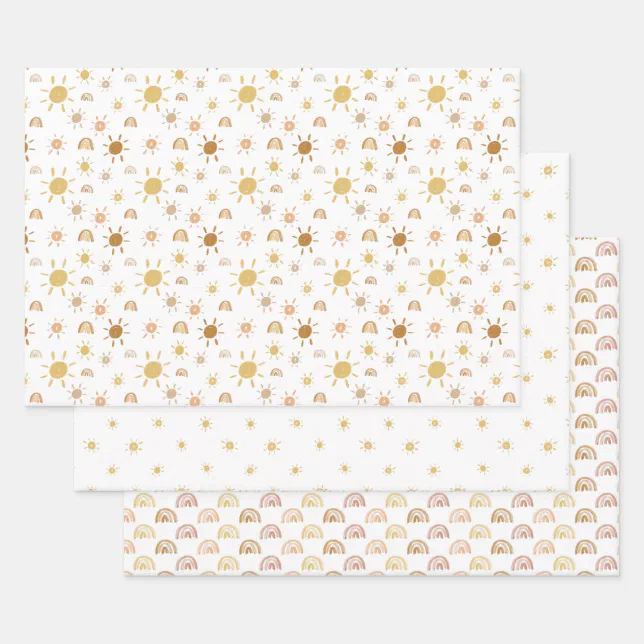 Yellow Sunshine and Rainbow Wrapping Paper Sheets | Zazzle