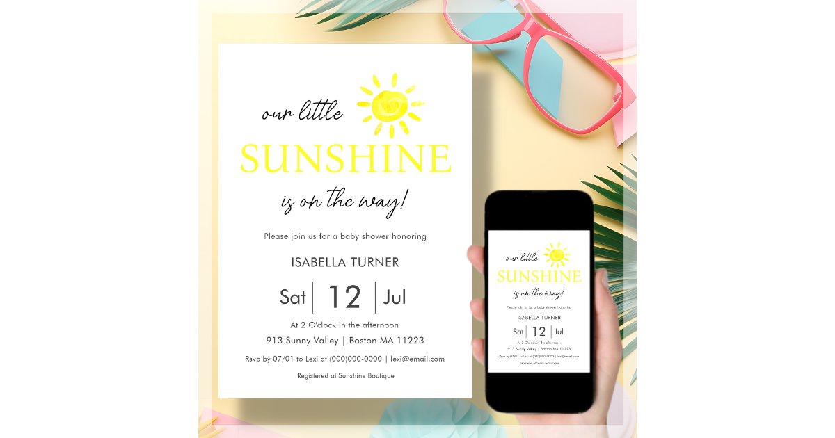 Yellow Sunshine | Summer Baby Shower Invitation | Zazzle