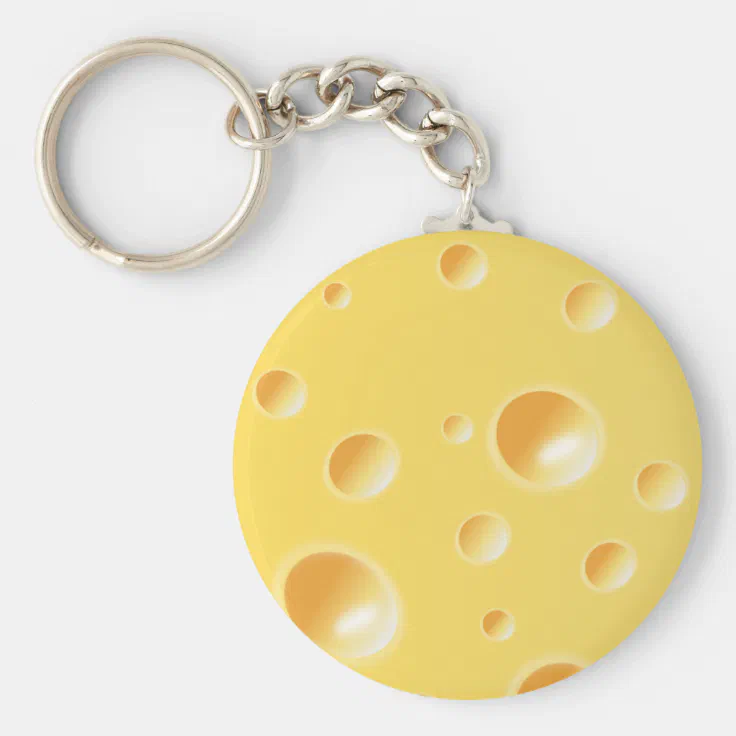 Yellow Swiss Cheese Texture Keychain | Zazzle