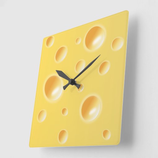 Yellow Swiss Cheese Texture Unique Kitchen Clock | Zazzle