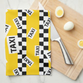 Yellow Taxi Cab Black and White Check Taxi Driver Kitchen Towel | Zazzle