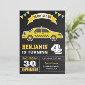 Yellow Taxi Cab Kids Birthday Party Invitation | Zazzle