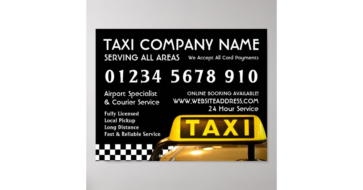 Yellow Taxi Cab Sign Advertising | Zazzle
