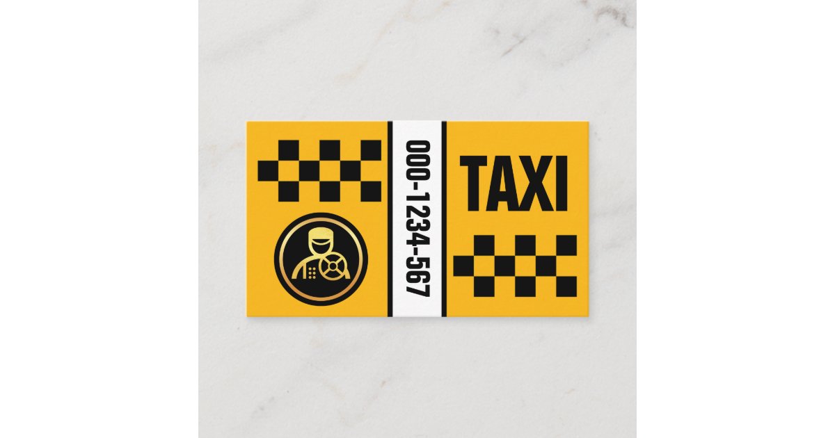Yellow Taxi Check Box Business Card | Zazzle