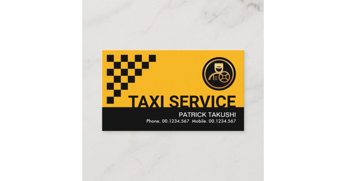 Yellow Taxi Check Boxes Business Card | Zazzle