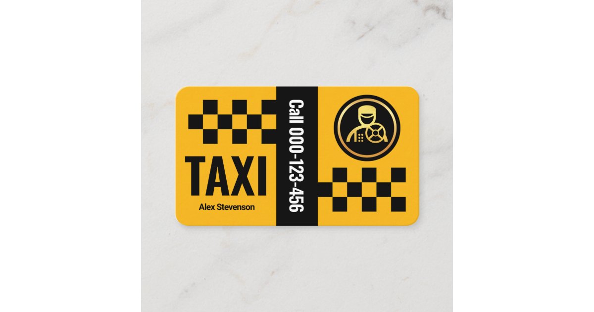 Yellow Taxi Check Boxes Cab Driver Business Card | Zazzle