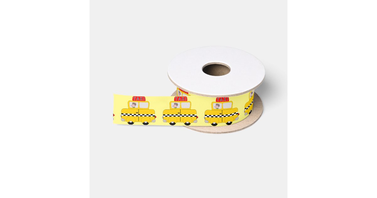 Yellow Taxi Design Satin Ribbon | Zazzle