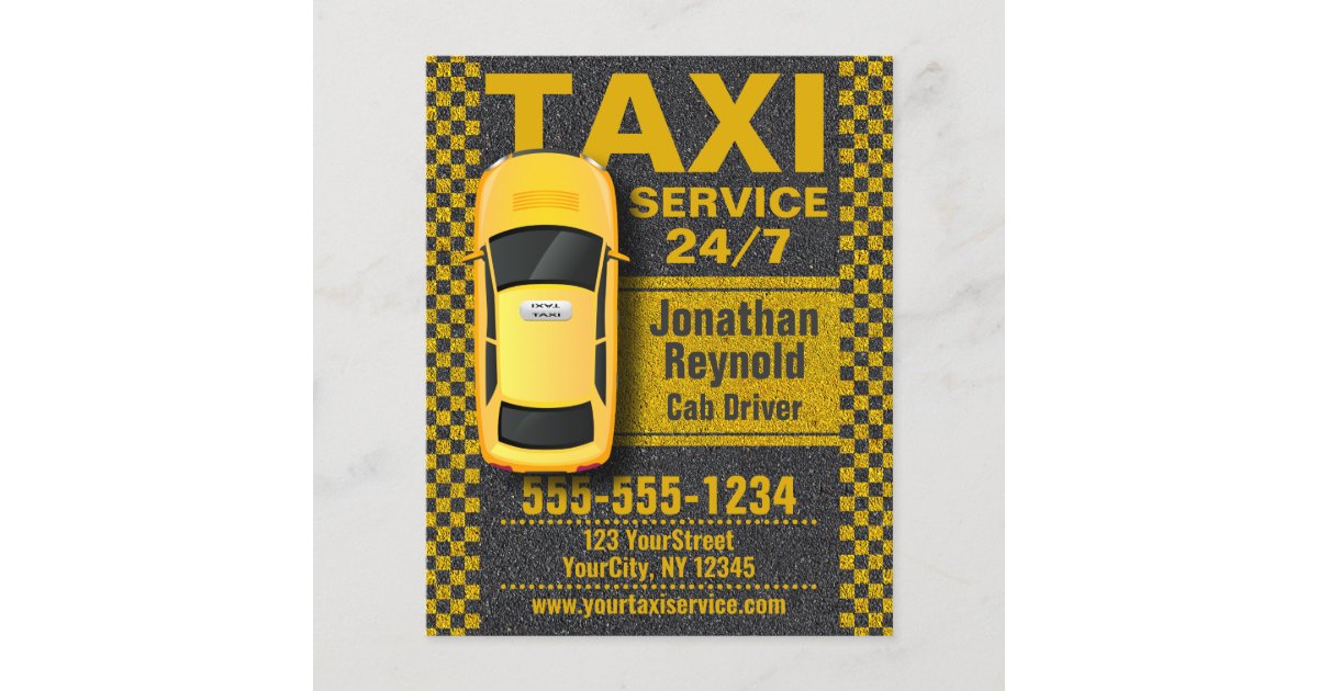 Yellow Taxi Service Business Cab Driver Flyer | Zazzle