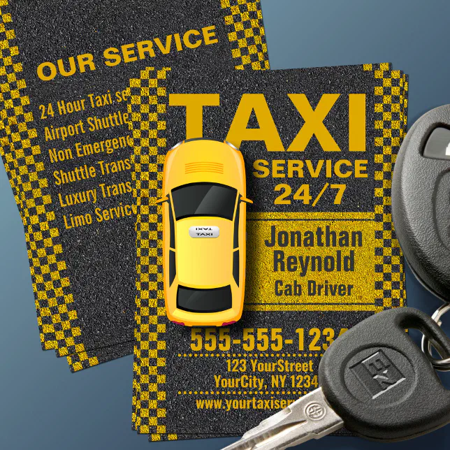 Yellow Taxi Service Cab Driver Business Card | Zazzle